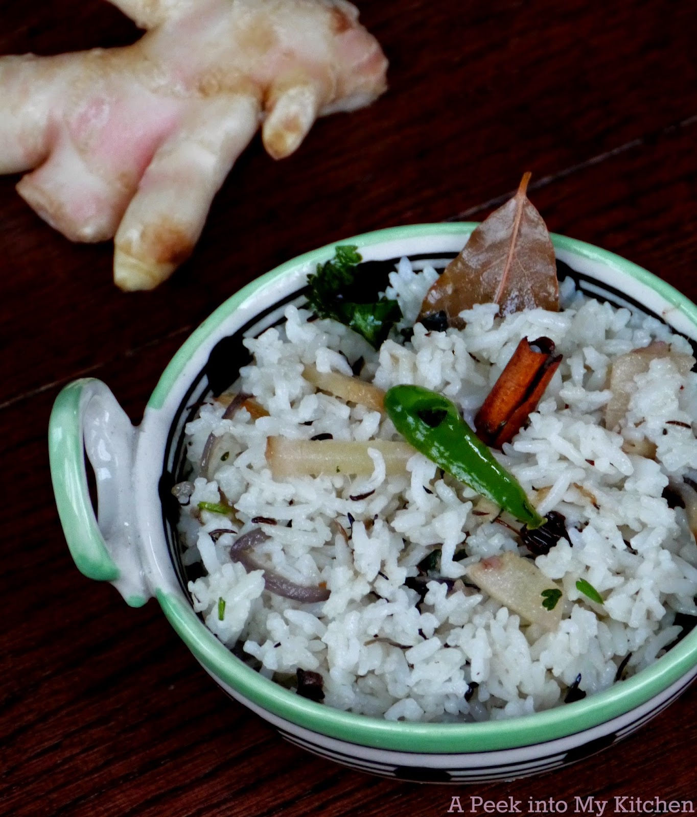 A Peek Into My Kitchen Young Ginger Pulao Rice a-peek-into-my-kitchen-young-ginger-pulao-rice