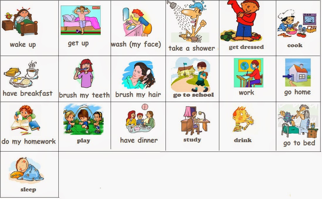 Inglés Primero: Daily Activities (IMPRIMIR Y PEGAR EN EL CUADERNO)