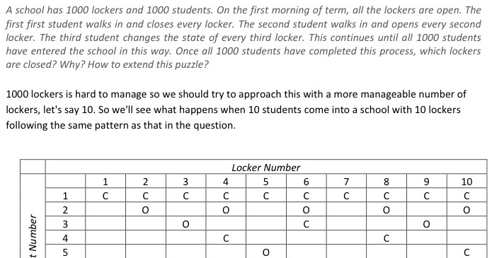 Ruth and Math: The Locker Problem