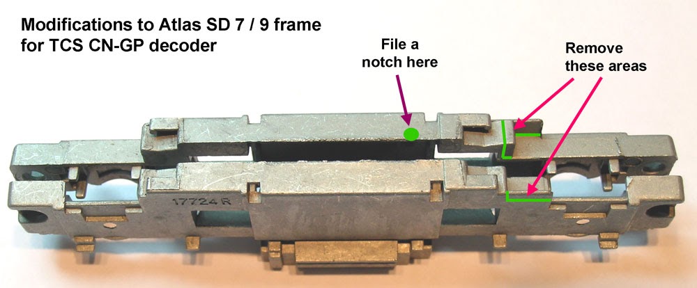 N Scale DCC Decoder Installs: TCS CN-GP in an Atlas SD9
