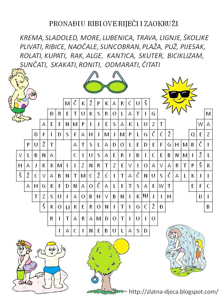 Zlatna djeca: "Ljetni" radni listovi