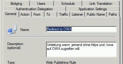 Aus der IT Praxis... Exchange and more: OWA ohne https und /owa aufrufen mit TMG