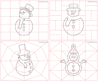 Four grid: Free printable Snowman grid line drawing worksheet/activity ...