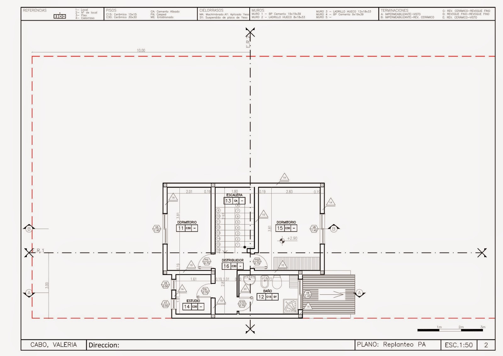 Detalles constructivos CAD: Plano replanteo arquitectura y estructura