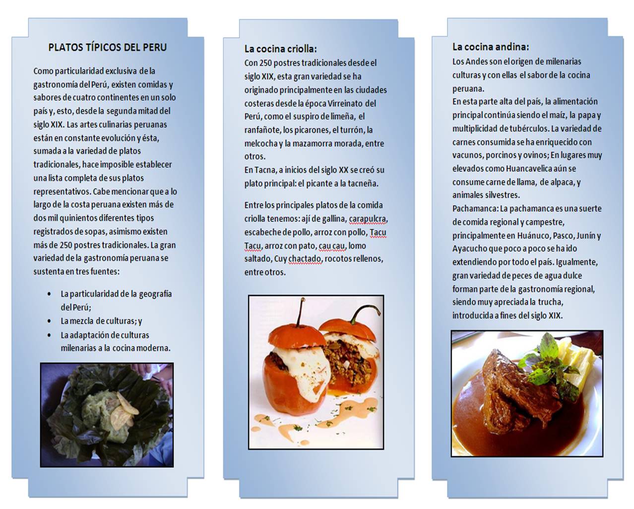 Rose Margarita: TRIPTICO DE LOS PLATOS TÍPICOS DEL PERU