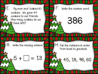 Christmas Task Cards Freebie - Second Grade Teaching Blog