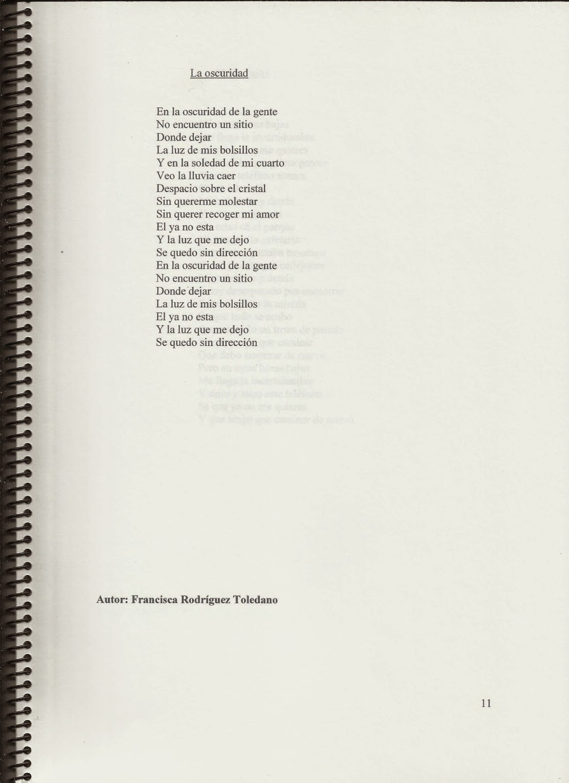 Mis letras (poemas prosa e historias): La Oscuridad