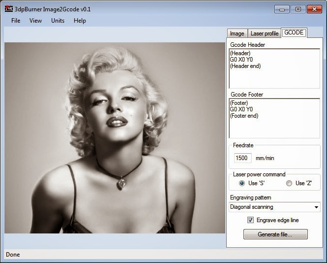3dpBurner: 3dpBurner Image2Gcode. A image to Gcode converter