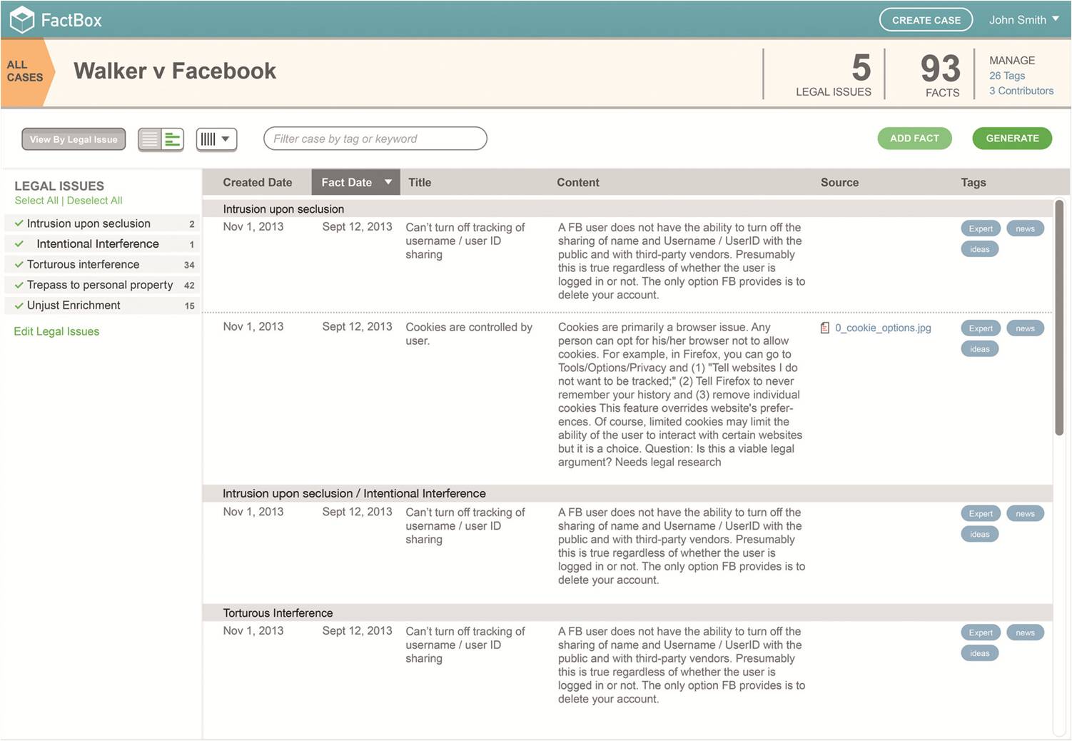 The Legal Pioneer: FactBox: The Litigator's Fact Organizer The Legal Pioneer: FactBox: The Litigator's Fact Organizer