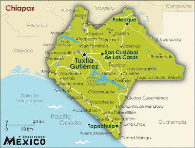 Mapa de Chiapas Político Región | Mapa Político Ciudad Región Geográfica Mexico