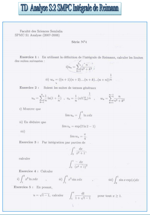 exercice bac integrale es