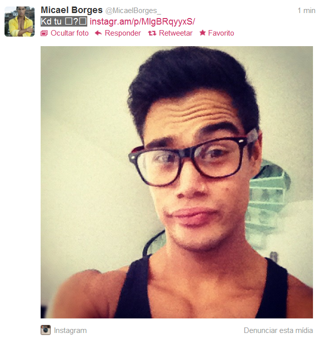 RebeldeS RBR: Micael Borges posta uma foto e diz "Kd tu 🐯?😥" confira a foto abaixo: