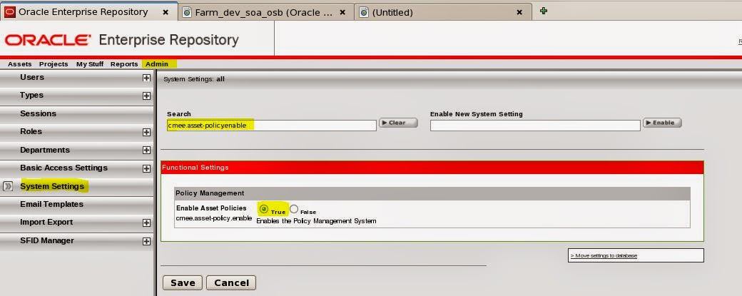 SOA & BPM - My Learnings: Enable Policy tab in Oracle Enterprise Repository