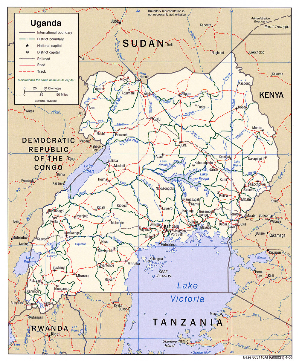 UGANDA - GEOGRAPHICAL MAPS OF UGANDA