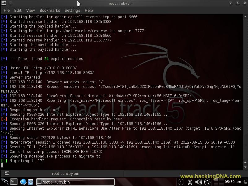 HackingDNA: Browser Autopwn On Backtrack 5