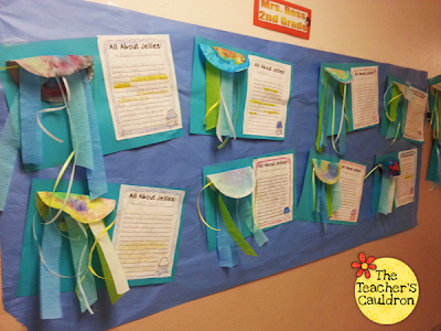 Jellyfish writing and Thanksgiving Centers - Teacher by the Beach