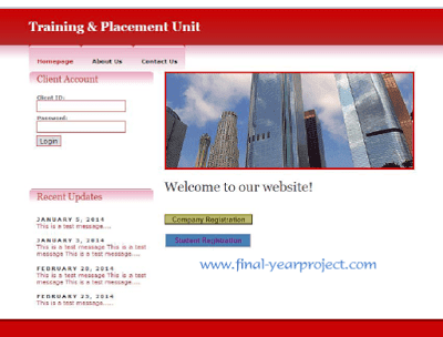 ASP based Training & Placement Cell Management Project - Free Final Year Project's