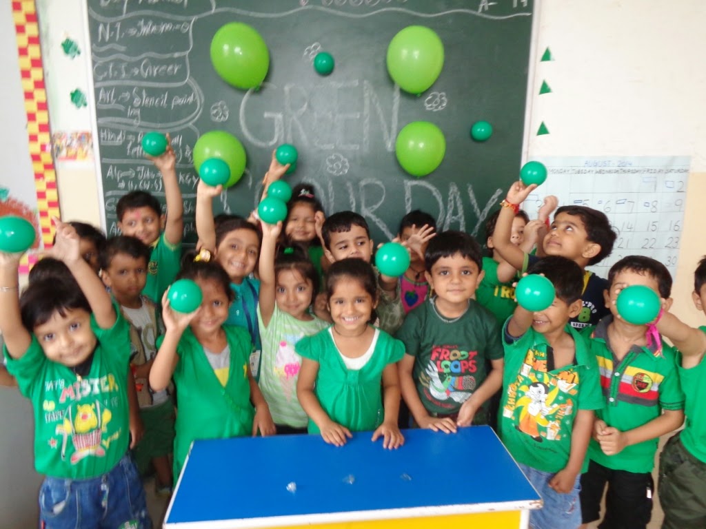 On the top of the World...: Green Color Day Celebration (Jr. KG) 11.08. ...