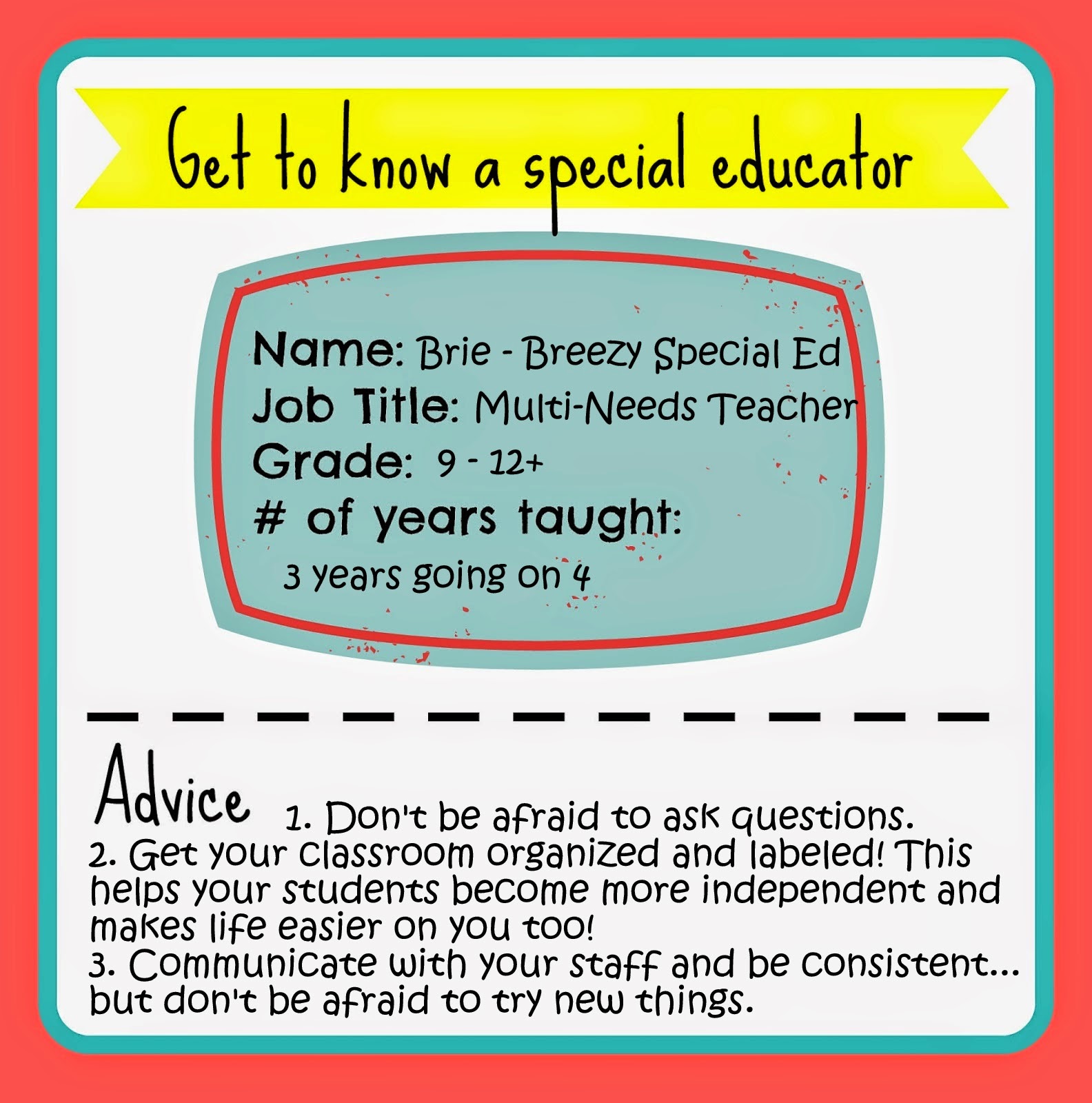 Advice from Special Education Teachers and Blog Hop - Breezy Special Ed