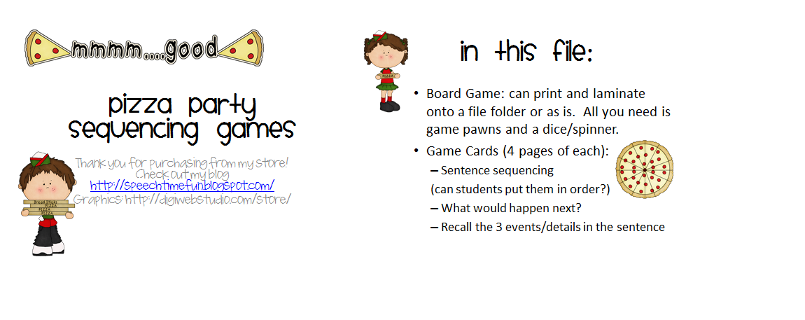 Pizza Party Sequencing Games - Speech Time Fun: Speech and Language ...