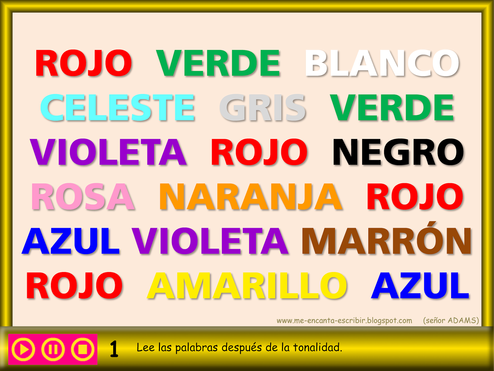 Me encanta escribir en español: Juego: Los colores (ilusión óptica)