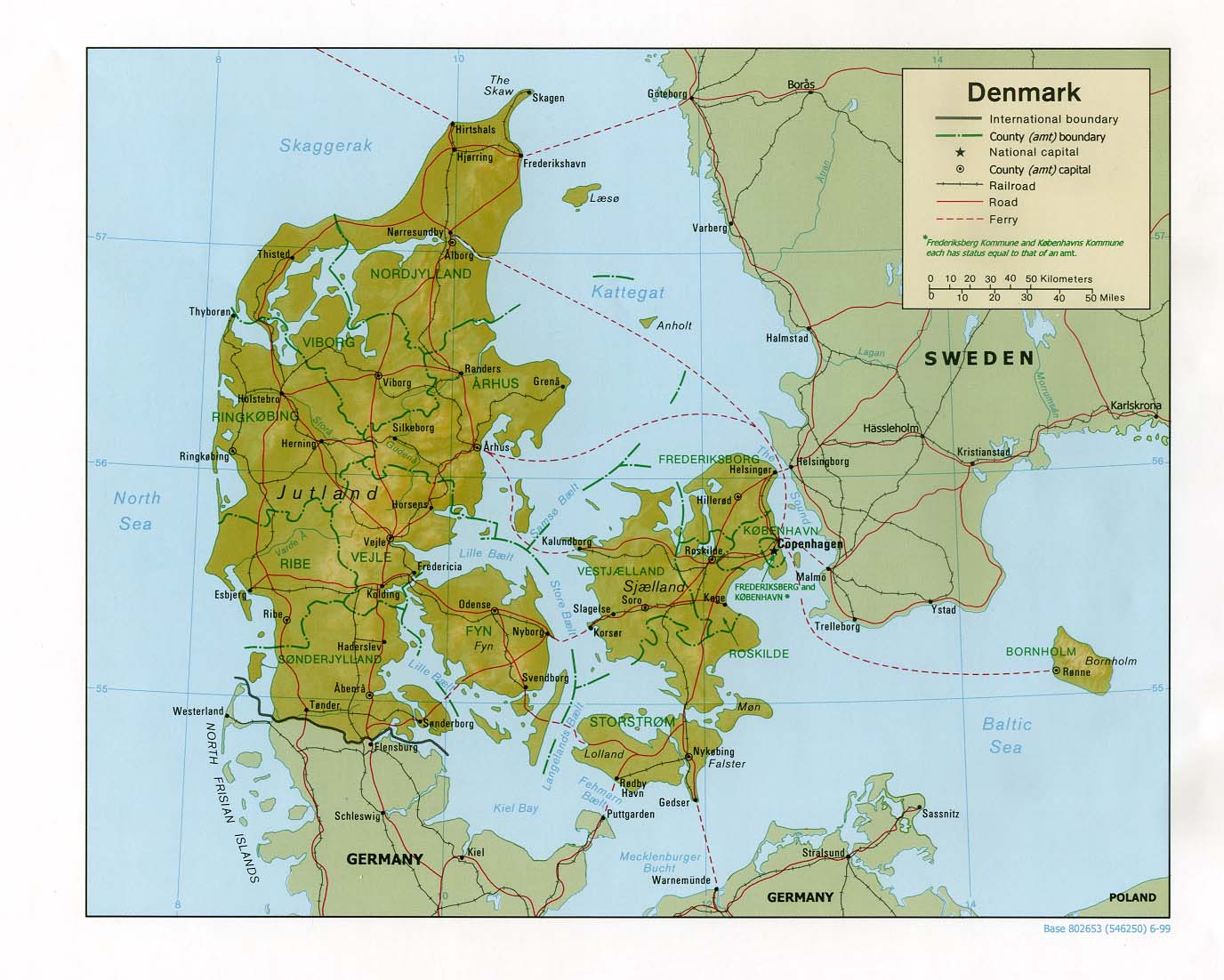 Danmark - Geografiske Kort over Danmark