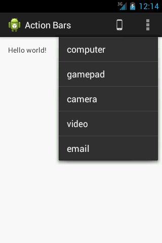 Dynamics of Android: Action Bar with OverFlow menu Button( three vertical dots )
