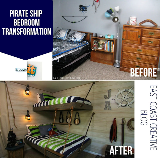 Pirate Themed Bedroom Transformation {Knock It Off} | East Coast Creative