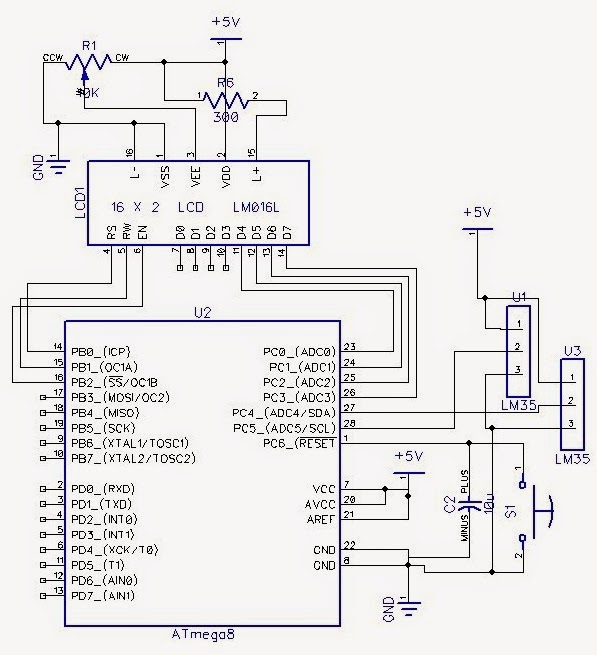 INTERFACING MULTIPLE TEMPERATURE SENSORS TO AVR – LM35 ATMEGA8 ~ ElecDude