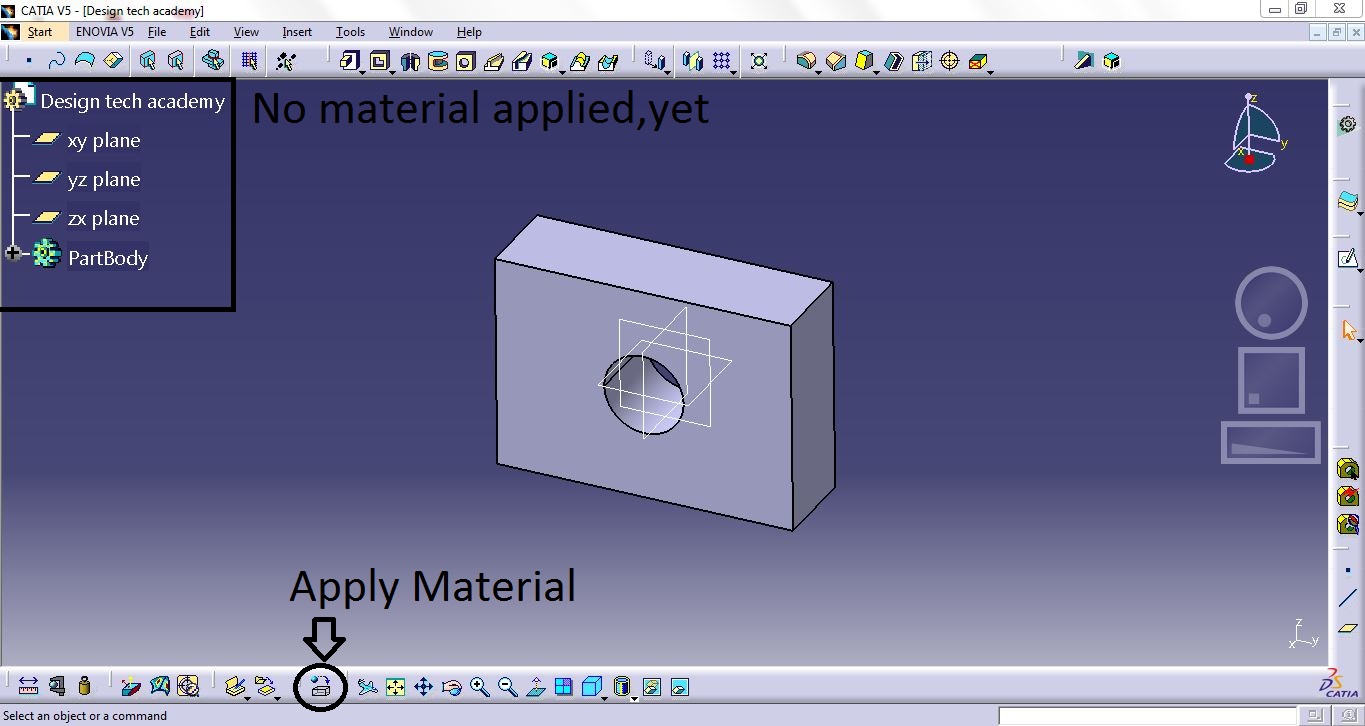 Design Tech Academy: How to add material and show material effect in CATIA