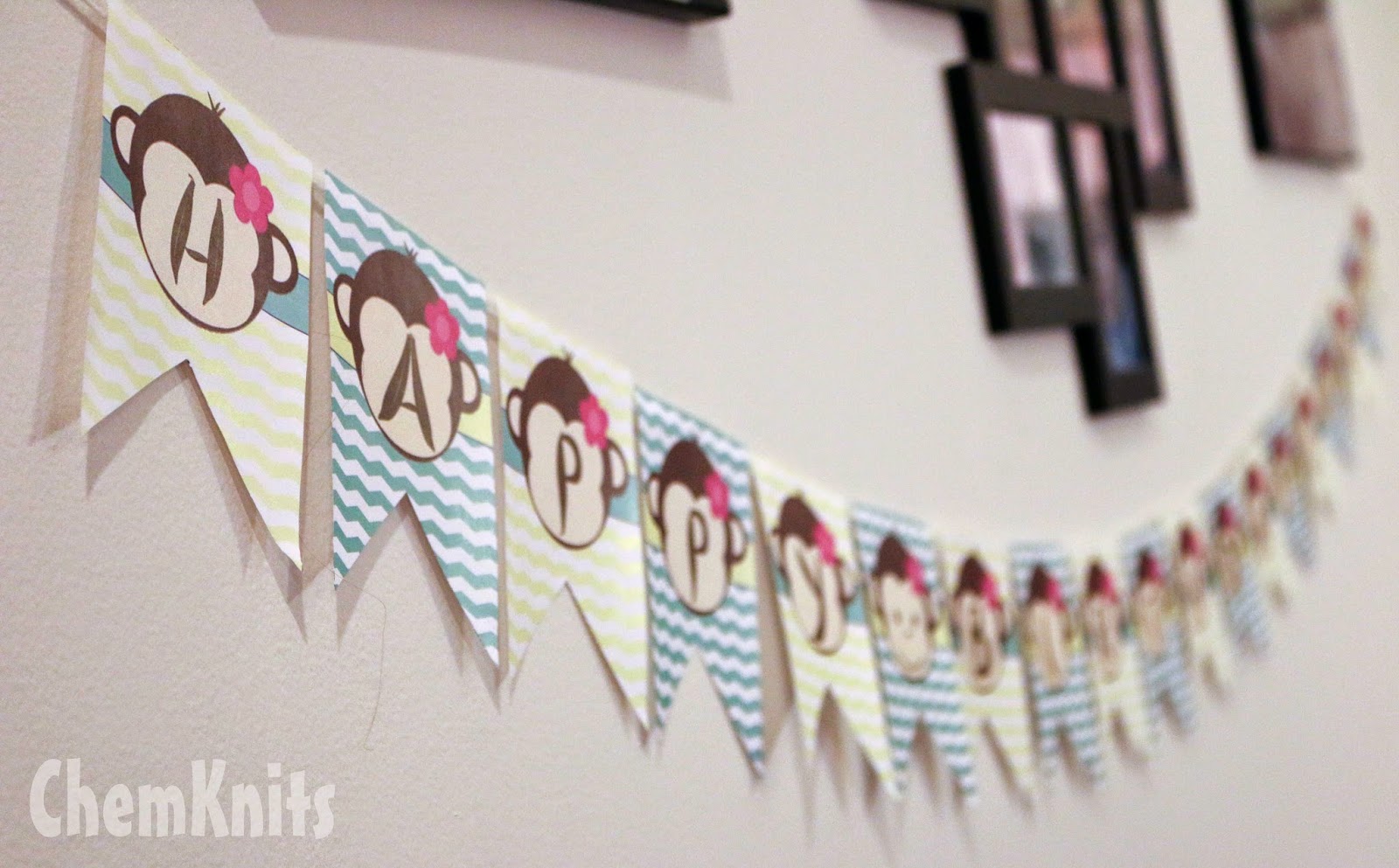 ChemKnits: Monkey Chevron Birthday Banner - FREE PRINTABLE!