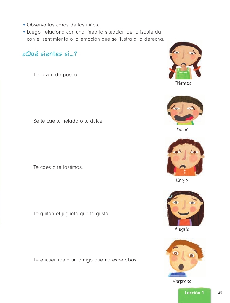 Compartir sentimientos y emociones – Bloque II – Lección 1 – Apoyo Primaria