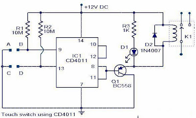 Touch switch using CD4011. | Elepros