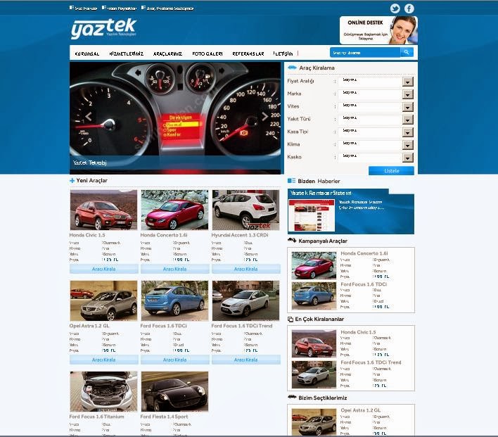 Yeni Tasarım PHP Rent a Car Scripti - Script Hocasi
