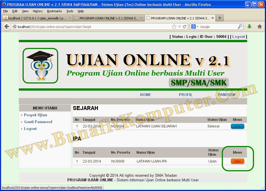 Program Aplikasi Ujian Online: Program Aplikasi Ujian Online Bebasis Web Untuk Skripsi dan Tugas ...