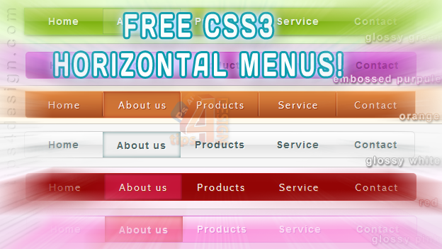 Free CSS3 horizontal menu classes | tips4design