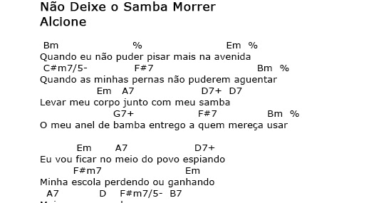 Cavaquinho Meu Dom: Não Deixa o Samba Morrer - Alcione - Cifra Cavaquinho Meu Dom: Não Deixa o Samba Morrer - Alcione - Cifra