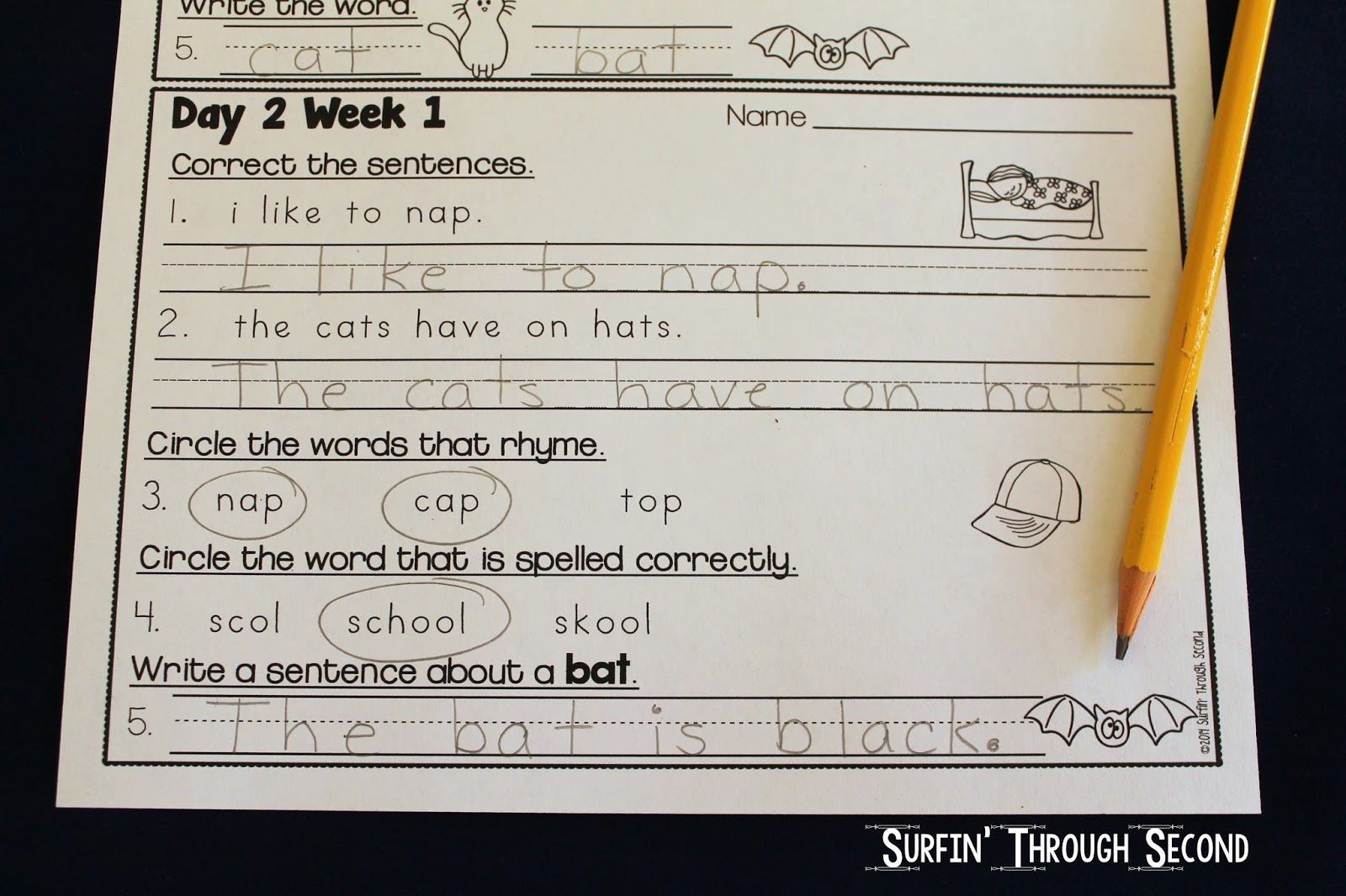 First Grade Morning Work - Surfin' Through Second