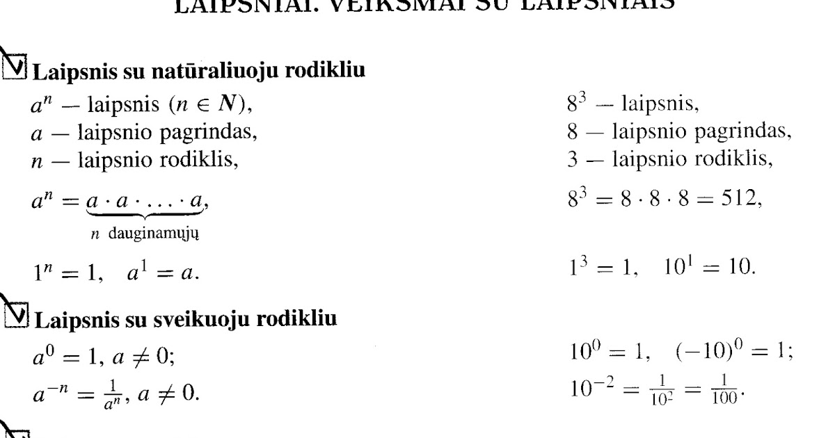 Dešimtokams: Laipsniai. Veiksmai su laipsniais