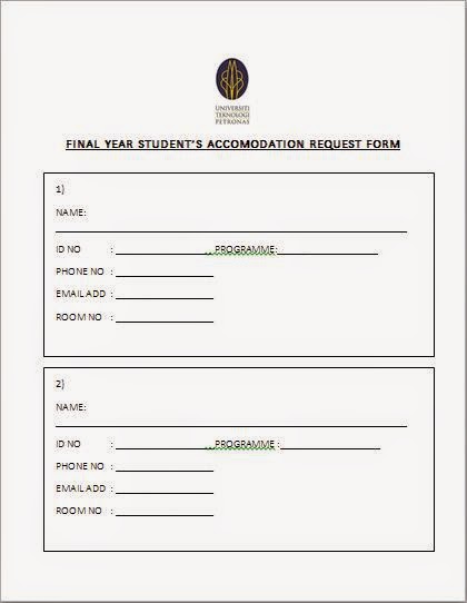 Final Year Student Accommodation Form.