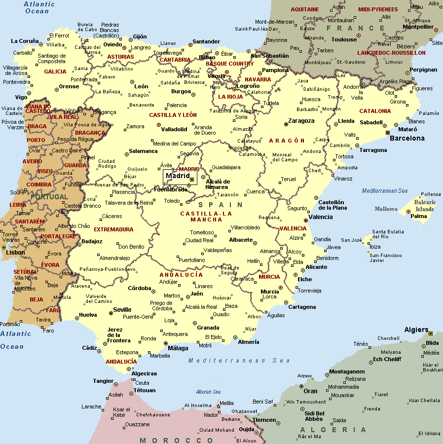 Map Of Spain Tourism Map Of Spain Tourism Region And Topography map-of-spain-tourism-map-of-spain-tourism-region-and-topography