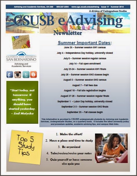 CSUSB Academic Advisor: 2014