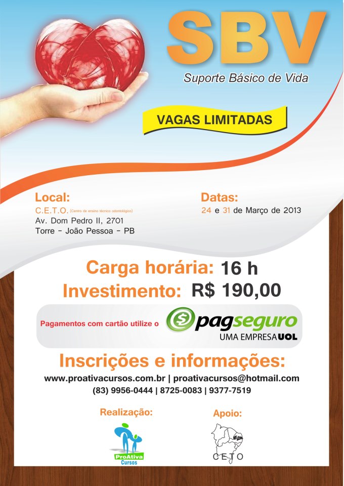Proativa Cursos: Curso SBV- Suporte Básico de Vida - João Pessoa Proativa Cursos: Curso SBV- Suporte Básico de Vida - João Pessoa