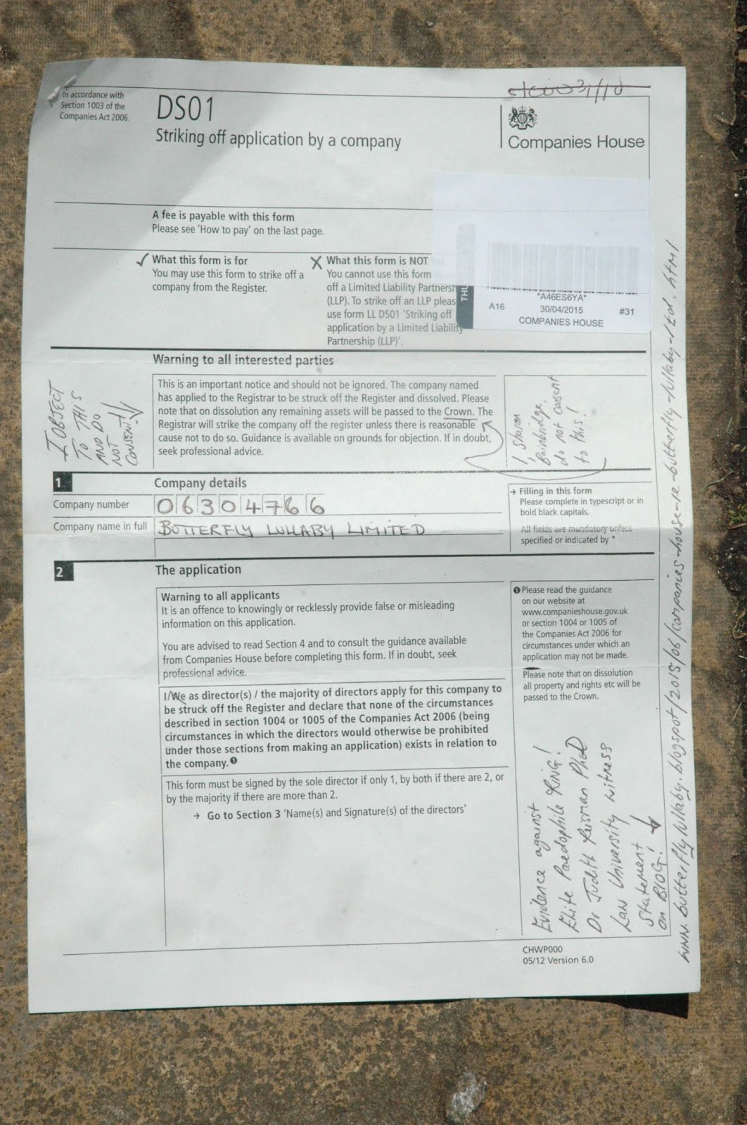 Butterfly Lullaby - Sharon J. Bainbridge: Companies House re BUTTERFLY LULLABY LTD