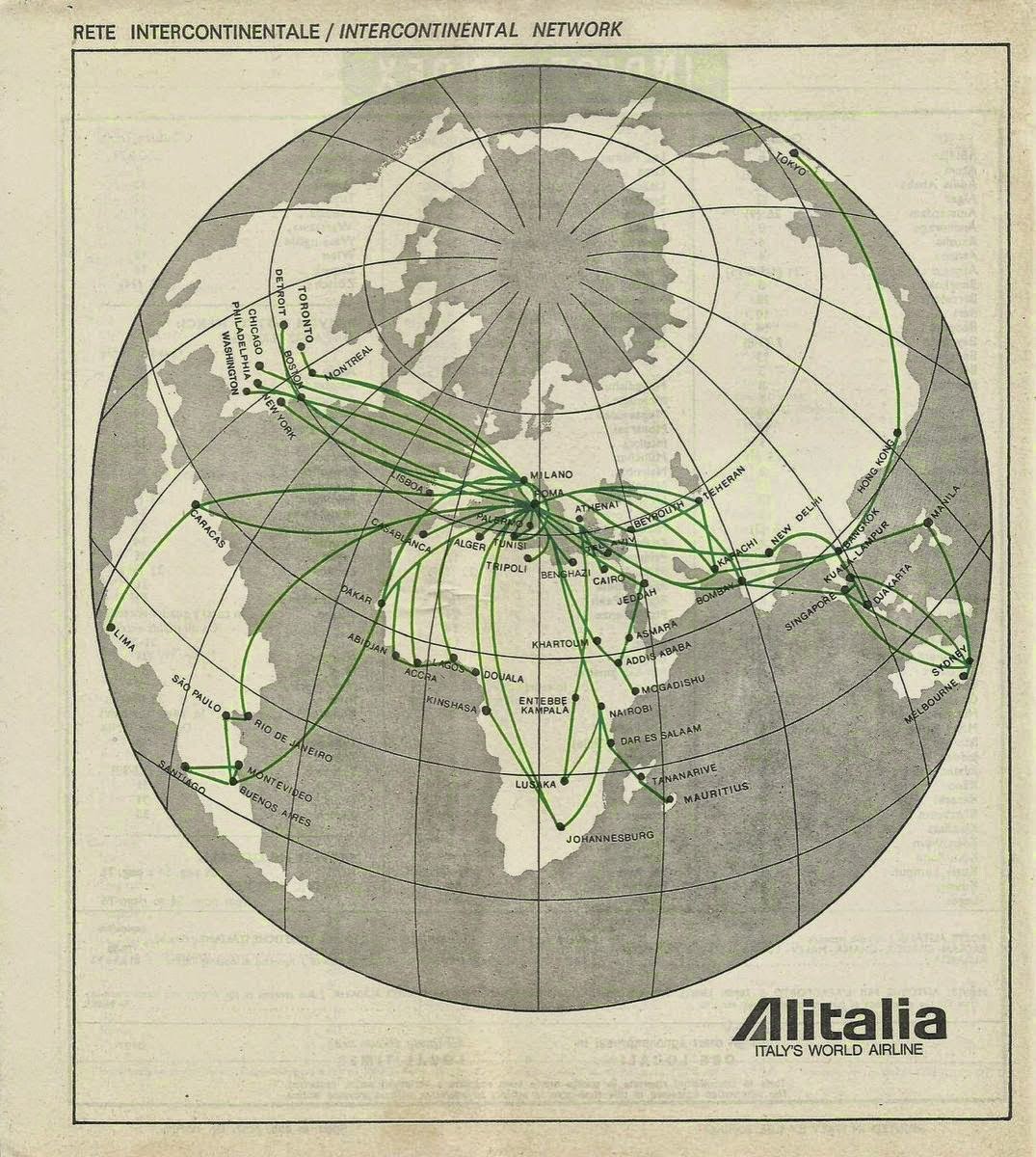 The Timetablist: Alitalia: The Intercontinental Network, 1973