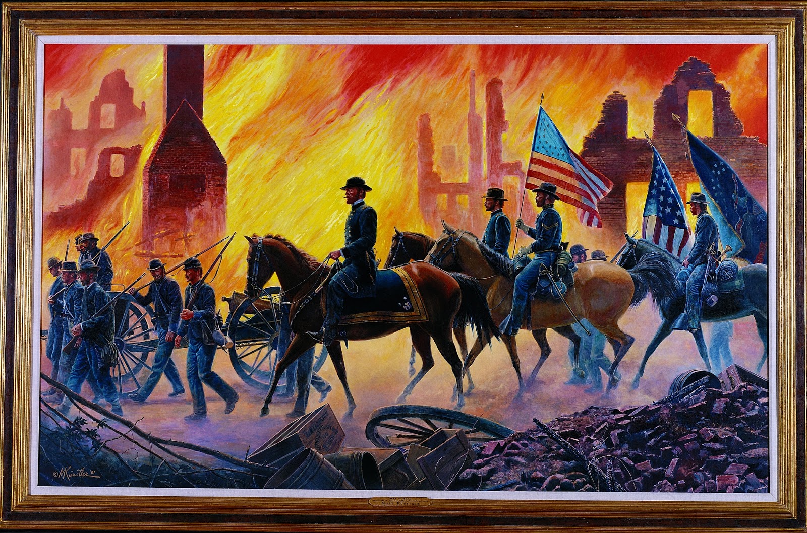 Major General William T. Sherman moves his Army out of Burning Atlanta ...