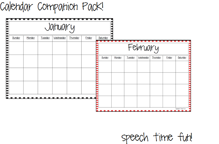 Calendar Companion Pack! ((AND GIVEAWAY!!)) - Speech Time Fun: Speech ...