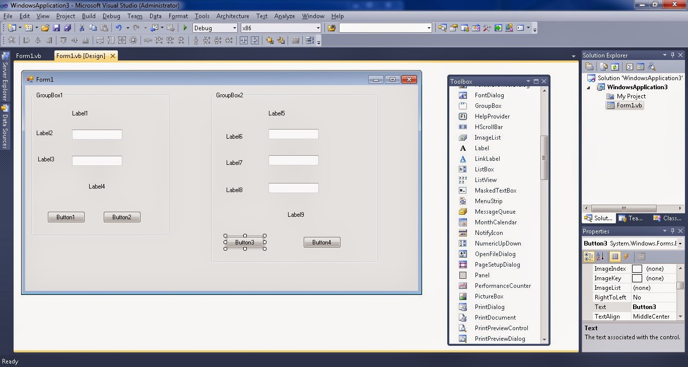 Belajar Visual Basic 2010: Membuat Rumus Luas Segitiga dan Volume Balok