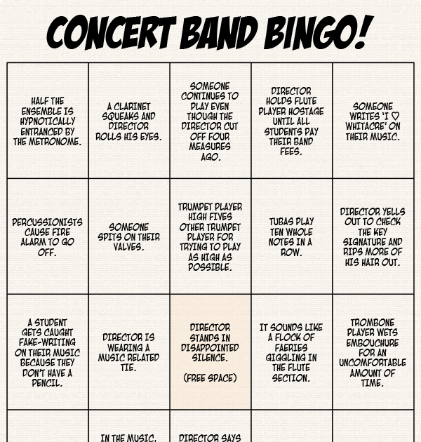 Nyearr the Band Teacher: Tone Deaf: Concert Band Bingo