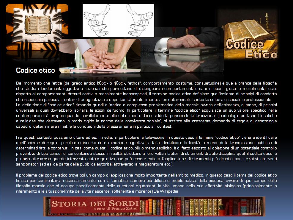 Codice Etico | Storia dei Sordi